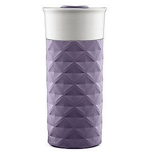 Ello Ogden Ceramic Travel Mug with Splash-Resistant Slider Lid and Protective Silicone Boot, Perfect for Coffee or Tea, BPA Free, Dishwasher Safe, Deep Purple, 16 oz
