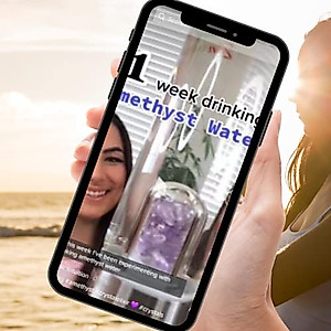 Zentrinsic Crystal-Infused-Water-Bottle, Inc 3 crystals- Rose-Quartz-Clear-Quartz & Amethyst Eco-Friendly and perfect for yoga-meditation-reiki-spiritual-gifts Healing Stones and Elixir Energy 16.9 oz