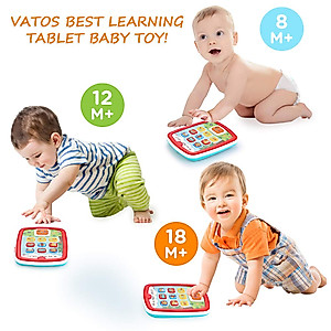 VATOS Toddler Learning Tablet for 1 Year Old, Baby Ipad for 6M -12M -18M+ with Music & Light, Travel Toy Tablet with Easy ABC Toy, Numbers & Color | My First Learning Tablet