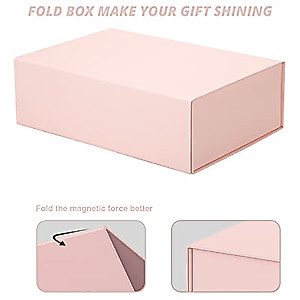 MONDEPAC Gift Box 11x7.5x3.5 Inches,Pink Gift Box with Magnetic Lid，Large Gift Box Contains Card, Ribbon, Shredded Paper Filler Gift Box for Valentine's Day Gift Packaging