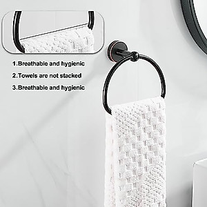 Leyden Bronze Towel Holder, Oil Rubbed Bathroom Towel Ring, Bath Hand Towel Rack Wall Mounted Half Round Farmhouse Rustic ORB