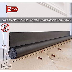 Door Draft Stopper 2 Pack,36" Door Draft Blocker,Draft Stopper for Bottom of Door,Front Door Draft Stopper Weather Stripping,Door Sweep Soundproof,Under Door Draft Stopper Grey