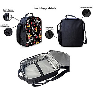 Funny Mic.key Mouse 3Pcs School Backpack, 3pcs Printed Backpack Sets for Primary Junior High University School Bookbag 3 in 1 And Lunchbox And Pencil Pouch