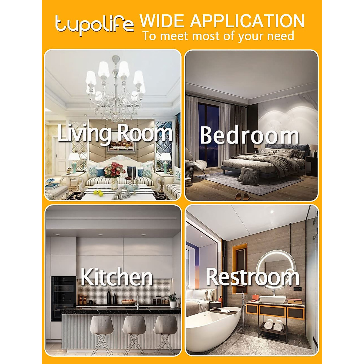 Tupolife E26 Refrigerator Light Bulb AC100-265v 3.5w Replacement Compatible with Frigidaire Appliance Fridge LED Lamp, 4W 40W Equivalent Cool White 6000K, 2 Pack