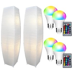 LIGHTACCENTS 2-Pack Alumni Floor Lamp with 2 Sets of 2 RGB Bulbs and Remotes Bundle - Twice The Elegance, Double The Color