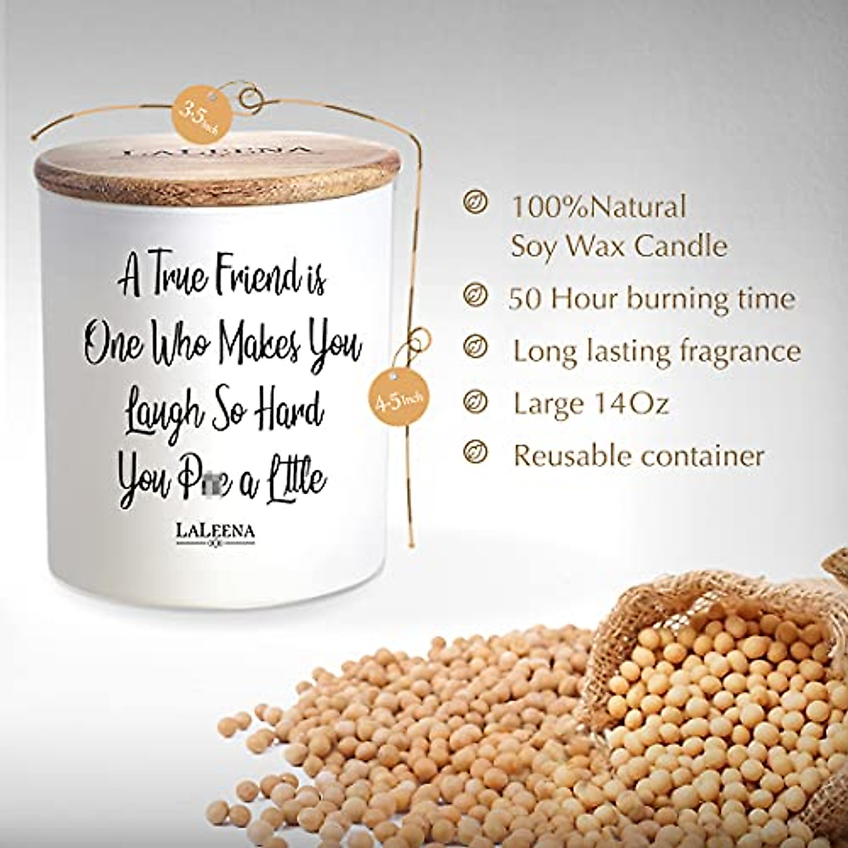 LaLeena Friendship Candle Presents for Friends - Scented Candle - Funny Candles for Home - Birthday Presents for Friends (Large 14 oz) (Laugh So Hard Pee a Little, Vanilla)