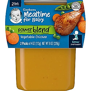 Gerber Mealtime for Baby 2nd Foods PowerBlend Baby Food Tubs, Vegetable Chicken, No Added Colors or Flavors, 2-4 Ounce Baby Food Tubs/Pack (Pack of 4)