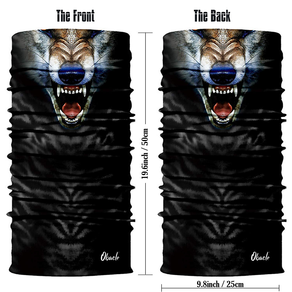 Obacle Motorcycle Face Mask Sun UV Dust Wind Protection Tube Mask Seamless Bandana Face Mask for Men Women Bike Riding Cycling Biker Fishing Outdoor Festival (Wolf Open Mouth Big Blue Nose)