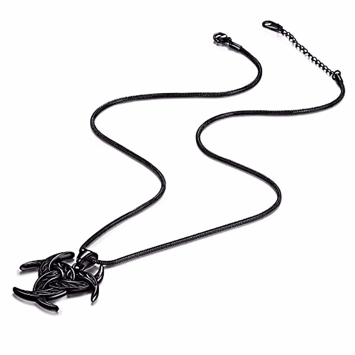 Celtic Knot Necklace Viking Pendant - Norse Mythology Jewelry Triple Odin Horn Crescent Moon Necklace Mens 316L Stainless Steel Triskelion Amulet Pewter Tribal Protection Triskele Jewelry SP0053B