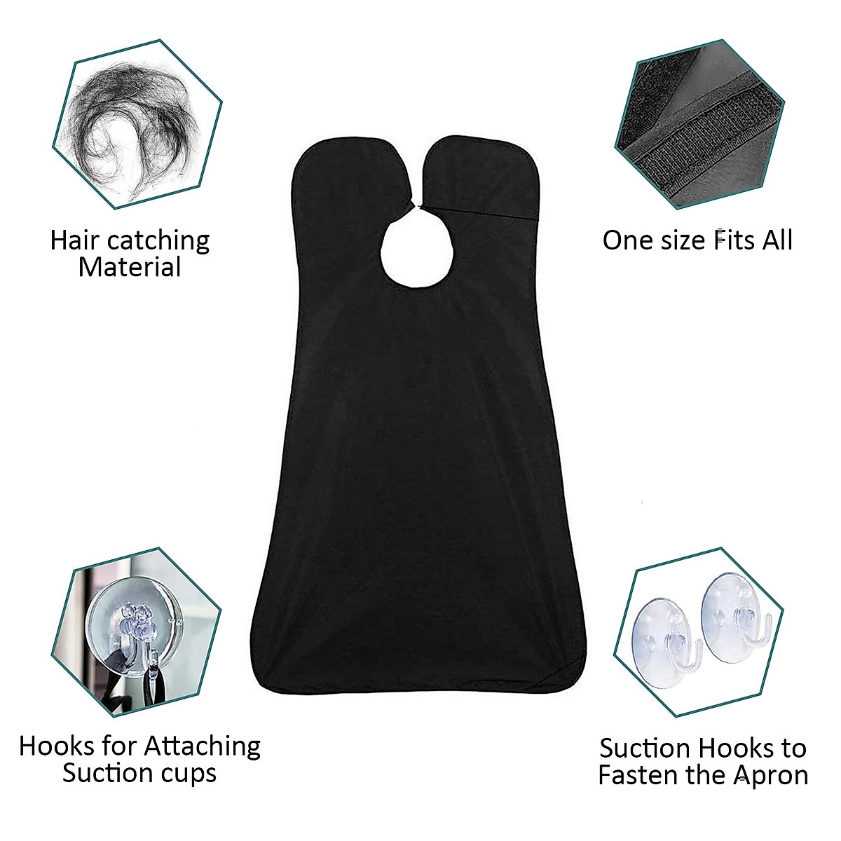Beard Apron Catcher - Valentine's Day Gift for Man Beard Trimming Bib Non-Stick Beard Catcher Grooming Cape with 3 Suction Cups