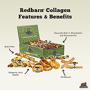 Redbarn All-Natural Large 12” Beef Collagen Sticks for Dogs - Long Lasting Low-Odor Alternative to Traditional Rawhide & Bully Sticks - Supports Healthy Joints, Skin, & Coat - 3 Pack