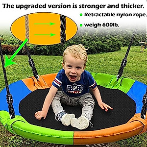 BemerforS 40 Inch Saucer Tree Swing Set for Kids,Waterproof Flying Swing seat,Circle Swing with Steel Frame Adjustable Rope,Large Round Tire Swings for Trees and Swingset