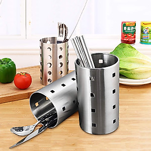 Zerodis Cutlery Storage Rack,Thickened Stainless Steel Kitchen Chopsticks Holder Utensil Drying Basket Tableware Spoon Knife Fork Case Organizer Drainer(L)