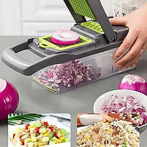 RedRoko Vegetable Chopper with Container - Multifunctional Vegetable Cutter, Veggie Chopper, Onion Cutter, Kitchen Choppers and Dicers, Fruit and Vegetable Chopper, 16 in 1 Food Chopper with 8 Blades