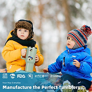 Boraijoe 40 oz Tumbler with Handle and Straw,Reusable Stainless Steel Water Bottle Travel Mug Insulated Cup,Double Wall Vacuum 100% Leak-proof Travel Coffee Mug(Earth Tone)