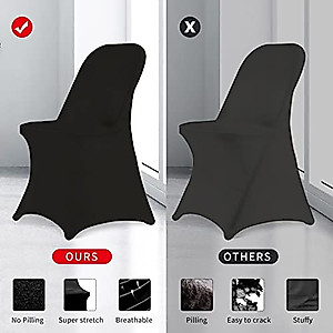 HAINARverS Stretch Spandex Folding Chair Covers 30PCS Universal Fitted Elastic Chair Cover Protector for Wedding, Party, Banquet, Holidays, Celebration, Decoration (Black 30pcs)