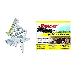 Wire Tek 1001 EasySet Mole Eliminator Trap & Tomcat Mole Killer-Worm Bait: Ready-to-Use, Includes 10 Worms per Box, Not Available in AK,HI,NY,MT