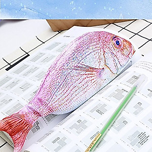SOURBAN Simulation Fish-Like Pencils Case Zipper Pouch Large Capacity Makeup Case/Bag Red