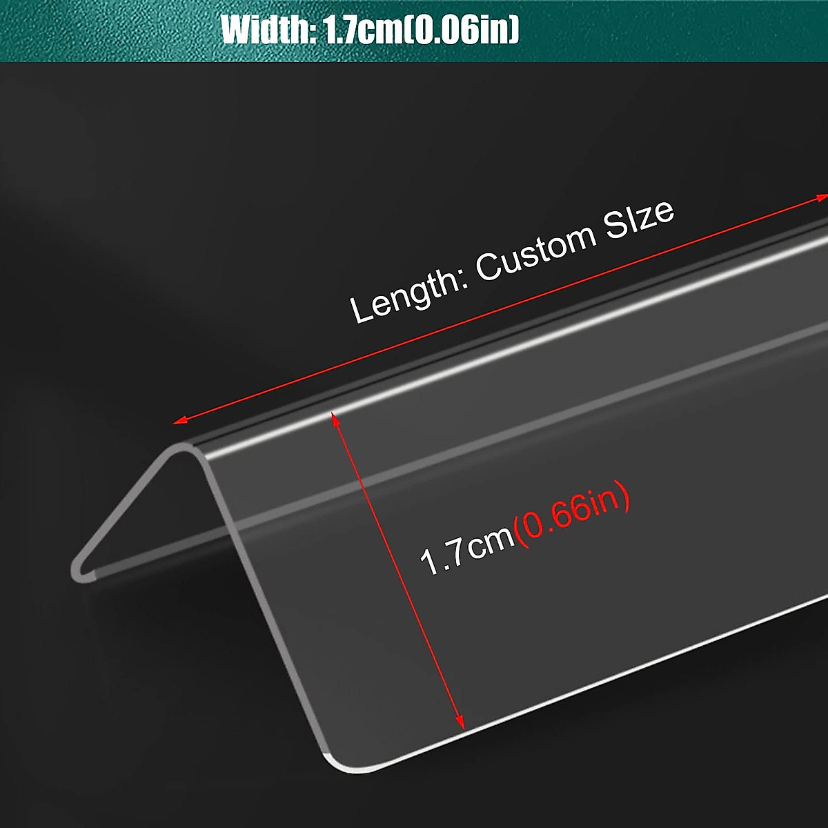 Clear Plastic Wall Corner Guards and Edge Protectors, 4 3 1.7cm Wide Self Adhesive Corner Shield Trim Strips for Home Kitchen Office, Waterproof ( Color : 1.7cm(0.6in) Width , Size : 125cm/49.2in )
