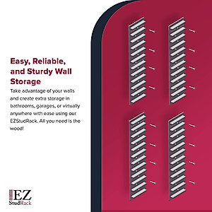 Made in USA | EZStudRack Adjustable Between Stud Shelf Bracket | Shelf Brackets for Wall Mounted Shelf | Shelving Brackets for Home | Garage Shelf Brackets- Wood Not Included- 32Pack (16 Pair) Gray