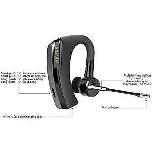Hyvtom Bluetooth Headphone V4.1 Wireless Noise Cancelling Headset in-Ear Earbuds with Microphone Handsfree for Driving or Business, and Secure Fit for iPhone Android Cell Phones