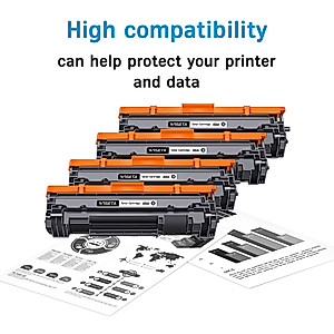 48A Toner Cartridge Black - Compatible CF248A Toner Cartridge Replacement for HP 48A Compatible with Laserjet Pro M15w Toner Laserjet Pro M29w M28w M30w M31w MFP M28a M29a M15a M16w Printer (4 Black)