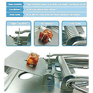 Pack of 6 made2catch Classic Metal Rat Traps Fully Galvanized - Rat Traps That Work - Strong and Humane Snap Rat Trap - Reusable Rat Trap - 6 Traps