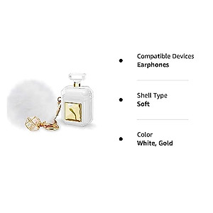 Pummelouty AirPods Case Perfume Cover with Keychain Perfume Bottle and Fur Ball, Luxury Cute Design Silicone Soft Shockproof AirPods Case for Girls and Women
