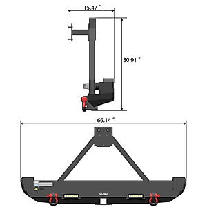 LUYWTE For 1984-2001 Cherokee XJ Rear Bumper With Spare Tire Carrier&Lights&D-Rings(Texture Black)