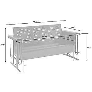 Pemberly Row Metal Gliding Patio Sofa in Red