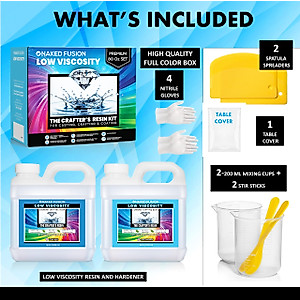 NAKED FUSION - Epoxy Resin 80 OZ KIT- Craft Art Resin -The CRAFTERS RESIN Crystal Clear Casting, Silicone Molds, Flowers, DIY, Art, Wood, River Table, Countertop, Food Safe, Non-Toxic- Heat Resistant