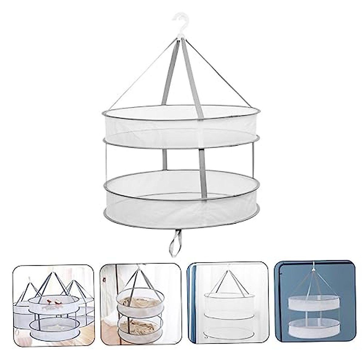 Alipis 2pcs Double Clothes Basket Collapsible Laundry Drying Rack c fold Towels Foldable Laundry Rack Towels Drying Hanger Underwear Drying Hanger Foldable Cloth Dryer Towels Drying net