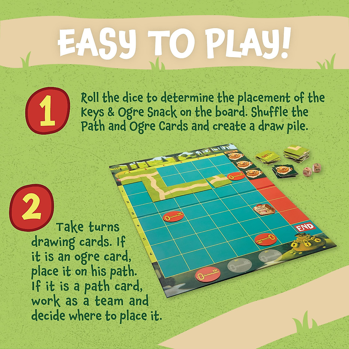 Peaceable Kingdom Race to the Treasure! Cooperative Path Building Game for 2 to 4 Kids Ages 5+