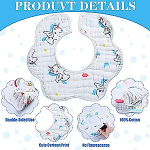 Hicarer 36 Pack Muslin Baby Bibs Bulk Adjustable Newborn Toddler Drool Snap Bibs 8 Layers Cotton Baby Boy Girl Bibs (Petal)