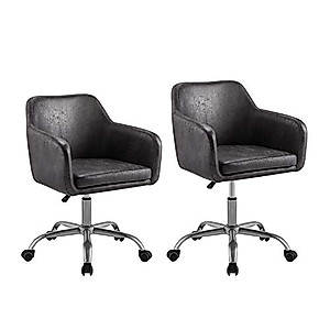 Linon Charcoal Upholstered Adjustable Brooklyn Office Chair