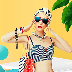 GIEMSON Silicone Key Ring Bracelets Wristlet Keychain Car Beaded Key Ring Bangle Chains for Women（Leopard）