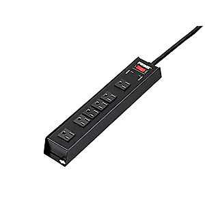 Monoprice Metal Surge Protector - 6 Outlet Power Strip, 1150 Joules 15 Amp, 125 Volt, 1875 Watt, 15 Feet, Black