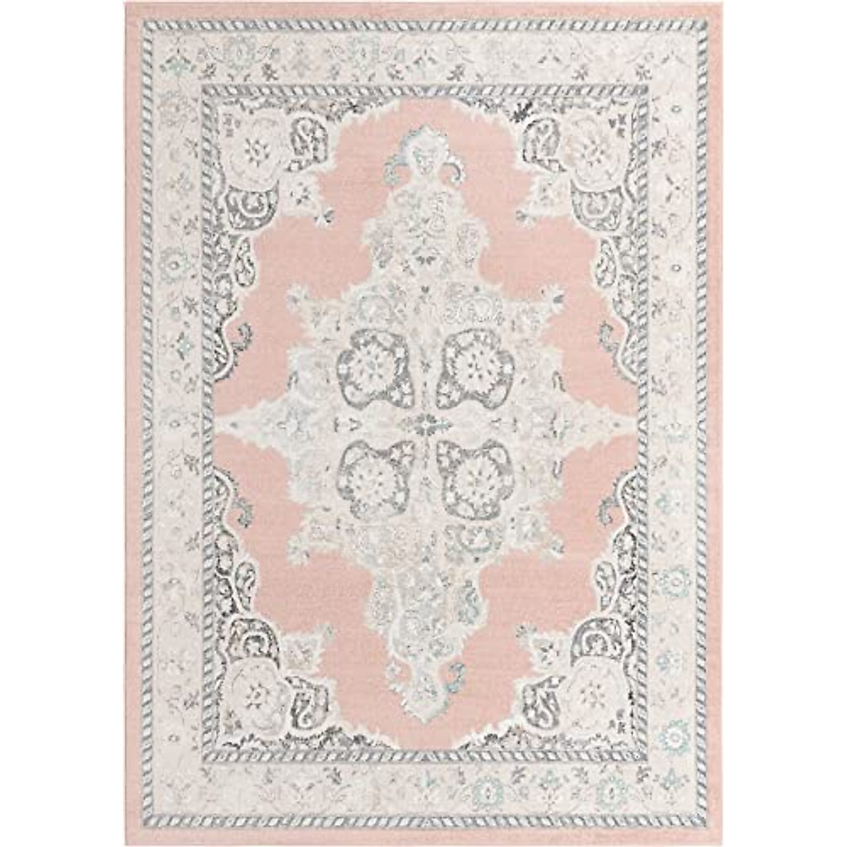 Unique Loom Parker Collection Area Rug - Merakli (10' x 14' Rectangle, Rose/Gray)