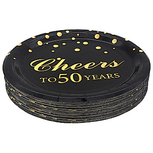 Pandecor 50th Birthday Party Supplies,50 PCS Cheers to 50 Years Disposable 7 Inch Paper Plates Dessert Plates for 50 Years Anniversary Party