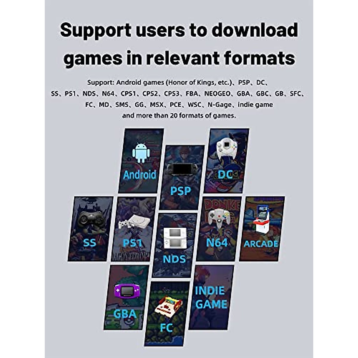 RG353V Handheld Game Console 16G + 128G TF Card, 3.5-Inches Display Dual OS Android 11, Linux System Support 5G WiFi 4.2 Bluetooth, RK3566 Chip Built-in 15000+ Classic Games (Black Transparent)