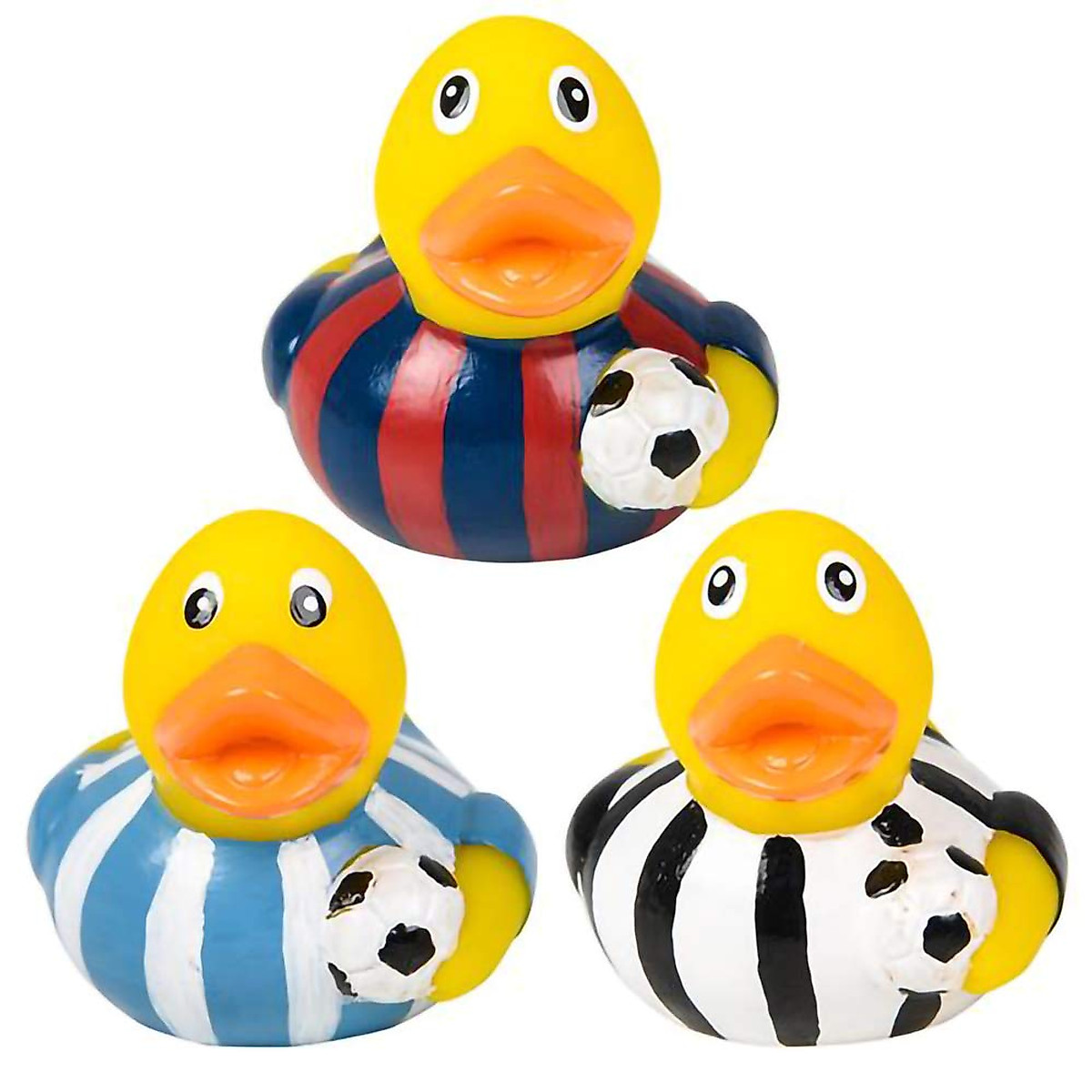 The Dreidel Company Soccer Rubber Duck Toy Sports Duckies for Kids, Bath Birthday Gifts Baby Showers Classroom Summer Beach and Pool Activity, 2" (12-Pack)