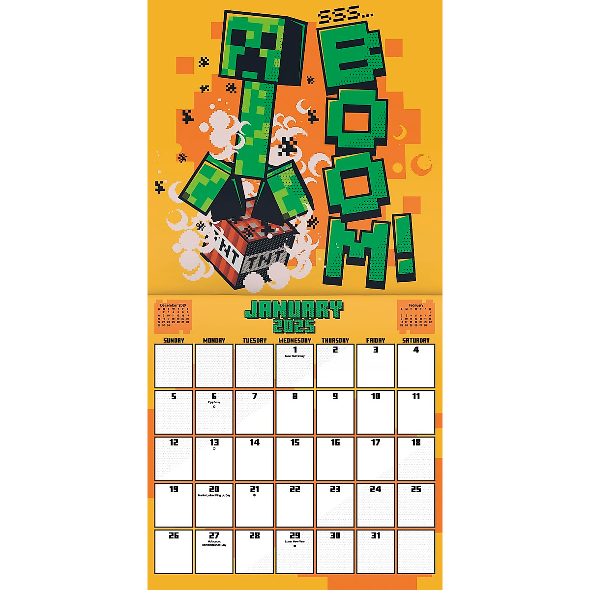 Minecraft Calendar 2025 - Deluxe 2025 Minecraft Wall Calendar Bundle with Over 100 Calendar Stickers (Minecraft Gifts, Office Supplies)