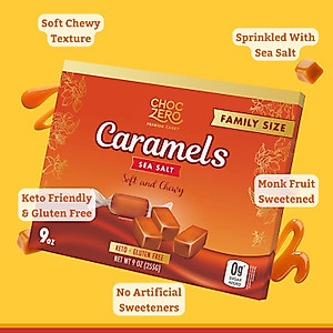 ChocZero Sugar Free Caramels - Keto Caramel Candy - All Natural, Classic Candies - Low Carb Snack (9 ounce Box)