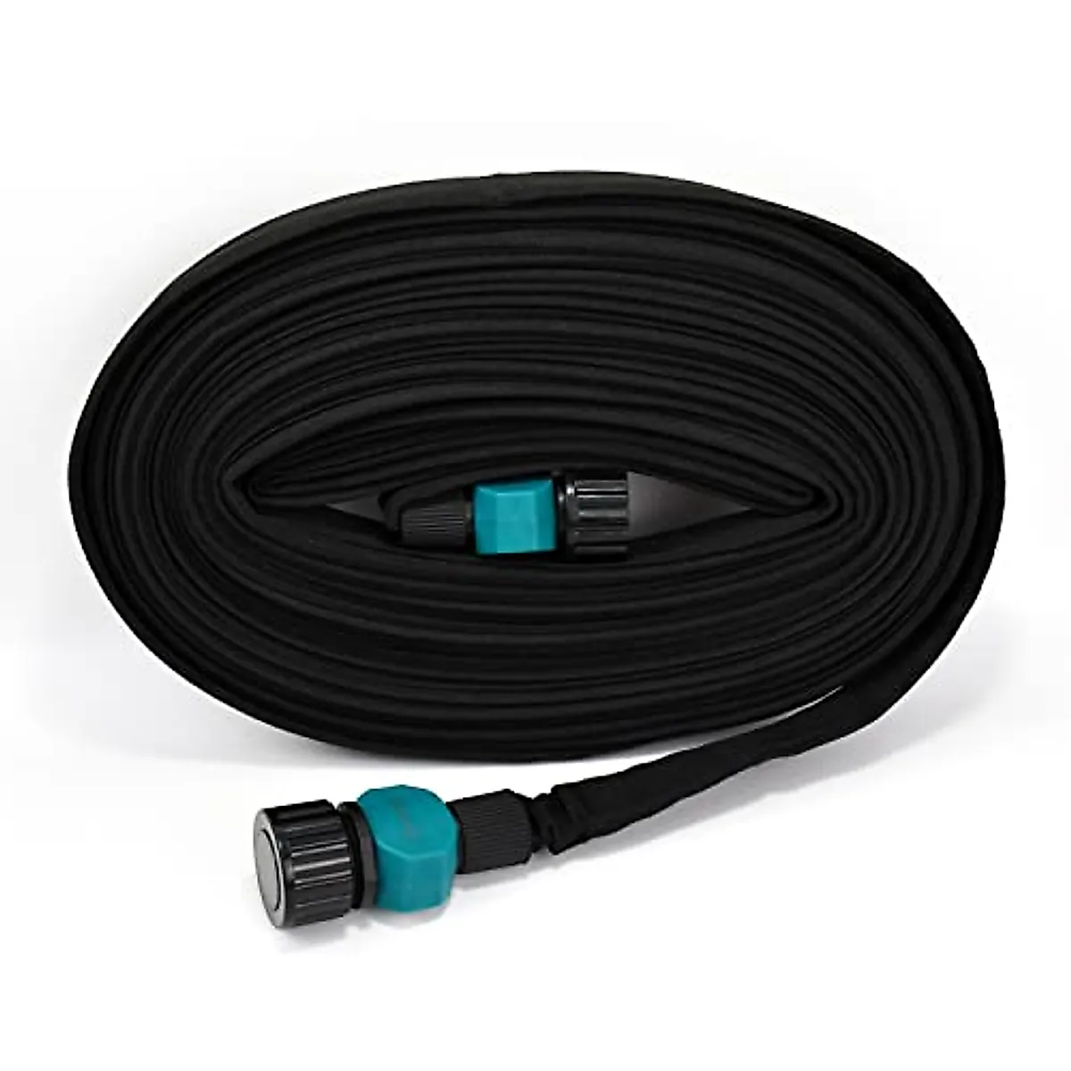 Drip Hose Flat Soaker Hose 50 ft -Premium Rubber Watering Hoses with Rust-Resistant Heavy Duty End Cap and Solid Brass Connector for Garden, Lawns and even as Foundation
