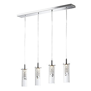 BAZZ - P14531CRLED1 P14531CRLED Glam 4-Branch LED Pendant Light, Dimmable, Adjustable, Bulbs Included, Energy Efficient, 71-in, Glass