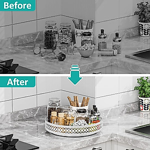 Ovicar Lazy Susan Turntable Organizer - 13 inch Rotating Spice Rack Metal Lazy Susan for Cabinet Pantry Kitchen Countertop Dining Table Cupboard Bathroom Vanity Refrigerator White