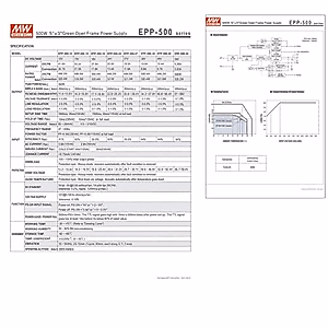 TorqCali EPP-500-27 500W 27V 18.5A Open Frame Power Supply, 80-264VAC, High Efficiency, 5x3 Compact Design, Reliable for Industrial Automation, Robotics, and More