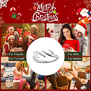 Jewever S925 Sterling Silver Original Deer Forest Antlers Women Open Ring Birthday Gift Jewelry