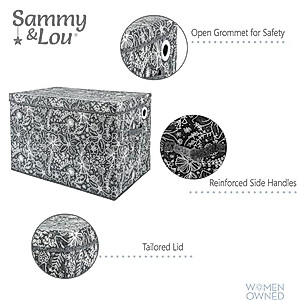 Sammy & Lou Collapsible Felt Soft Toy Box for Toddlers Toy Storage Organizer with Handles and Hinged Lid, 22 x 14.5 x 15 inches, Floral