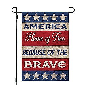 CROWNED BEAUTY 4th of July Patrioctic Free Garden Flag 12x18 Inch Double Sided Memorial Day Blue Star Red Independence Day Outside Yard Party Decoration